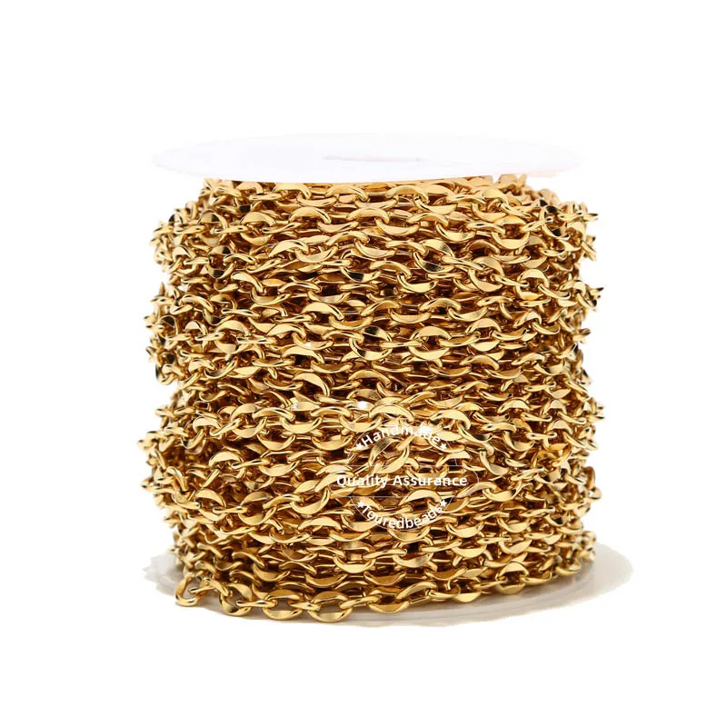 1-Meter-Stainless-Steel-7mm-Width-Gold-Rolo-Cable-Chains-Flat-Lip-Chain ...