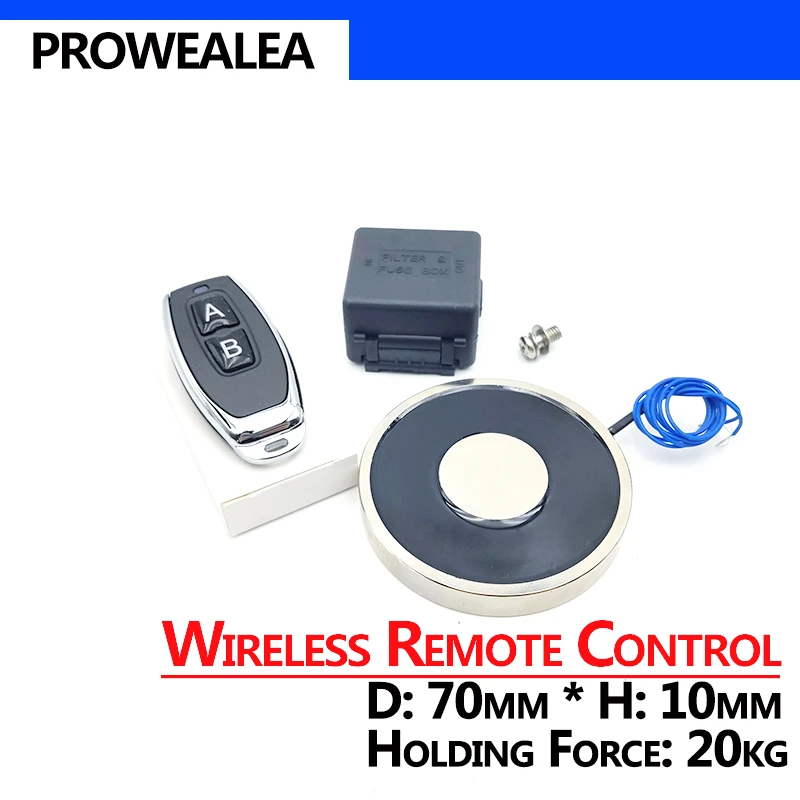 Wireless Remote Control Electromagnet 70/10 Dc 12v Cylinder Electric ...