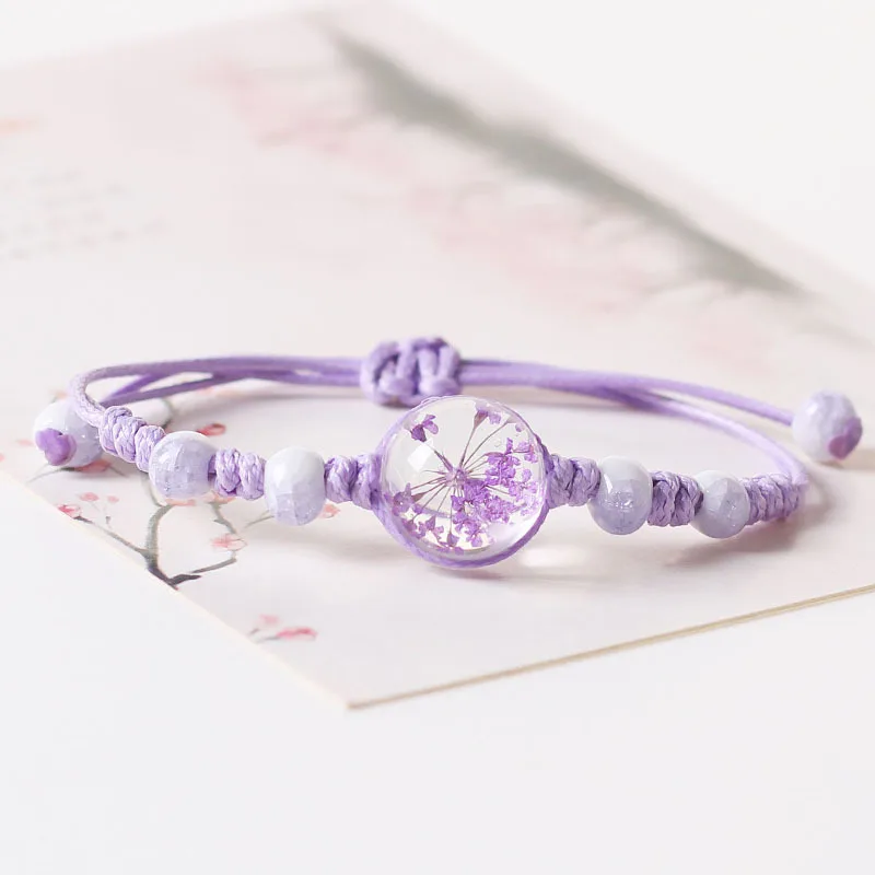 Wholesale-Korean-Style-Jewelry-New-Ladies-Flower-In-Glass-Purple-Rope ...