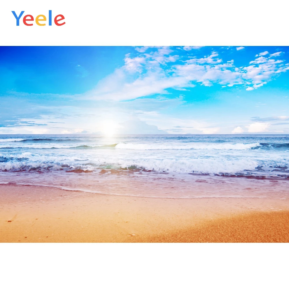 Yeele Seascape Background Summer Sea Beach Sand Cloudy Blue Sky natural ...