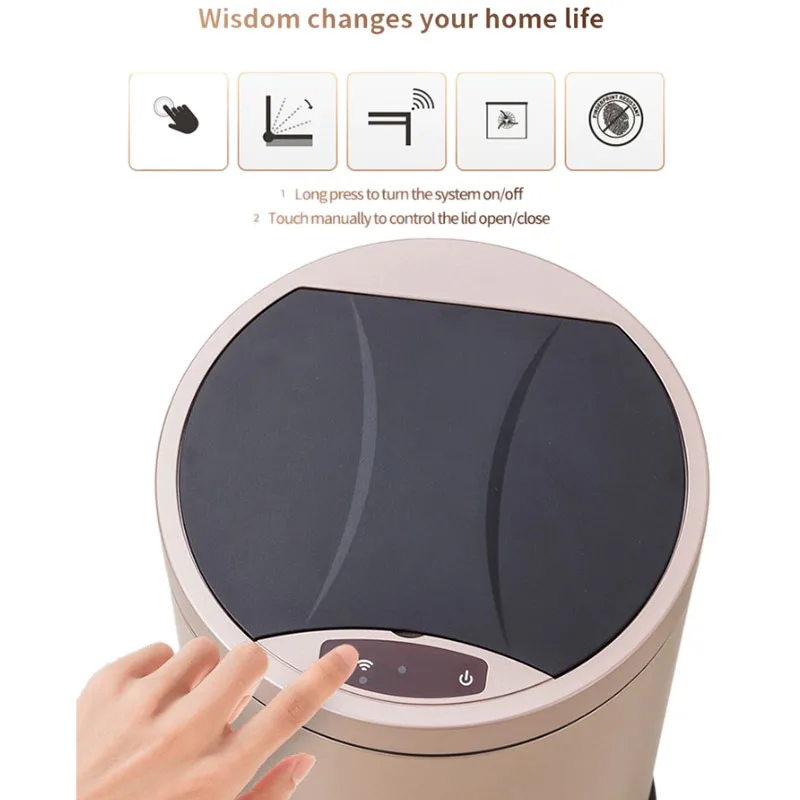 Inductive Type Trash Can Smart Sensor Home Bathroom Dustbin Storage ...