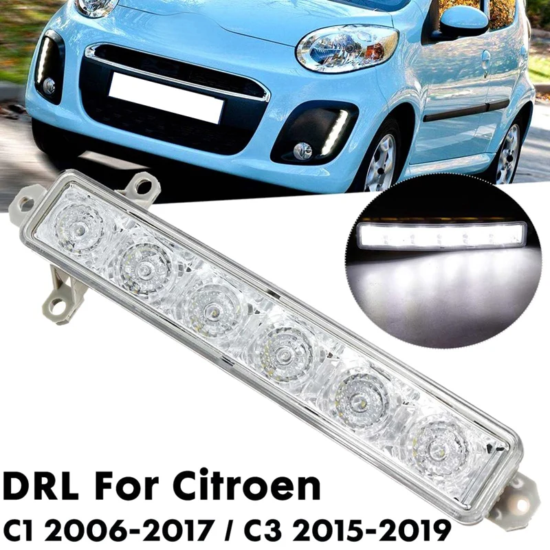Luz de circulación diurna para coche, 6 LED, 6000K, DRL, transparente ...
