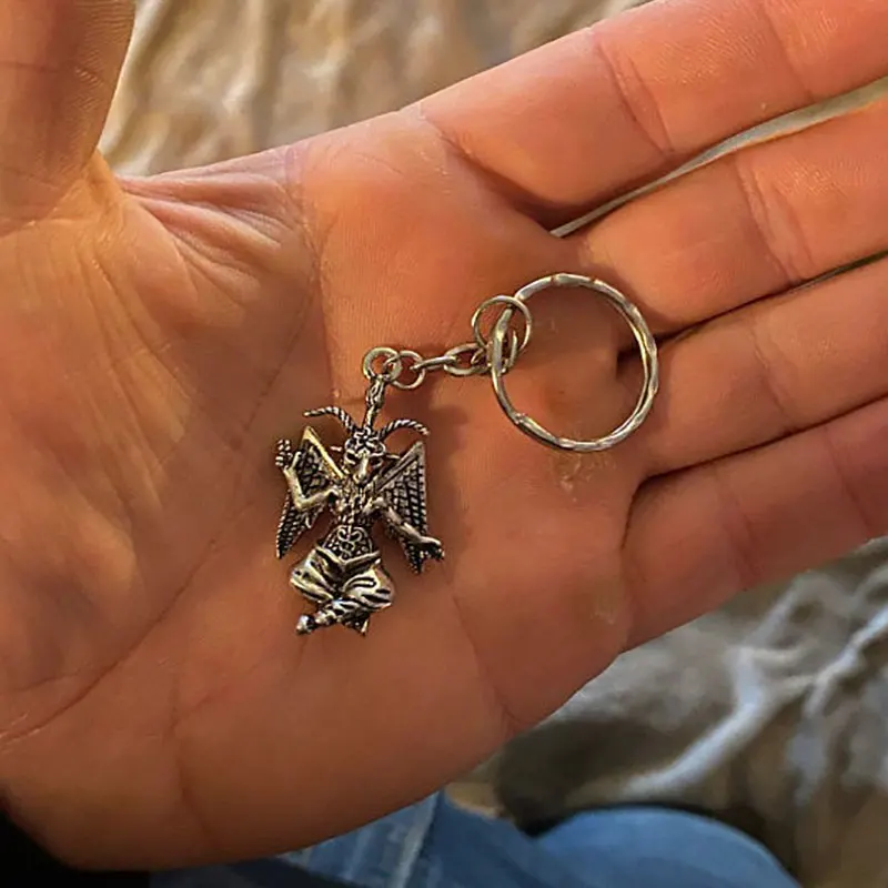 Baphomet Keychain - occult left hand path seal of baphomet satanic goat ...