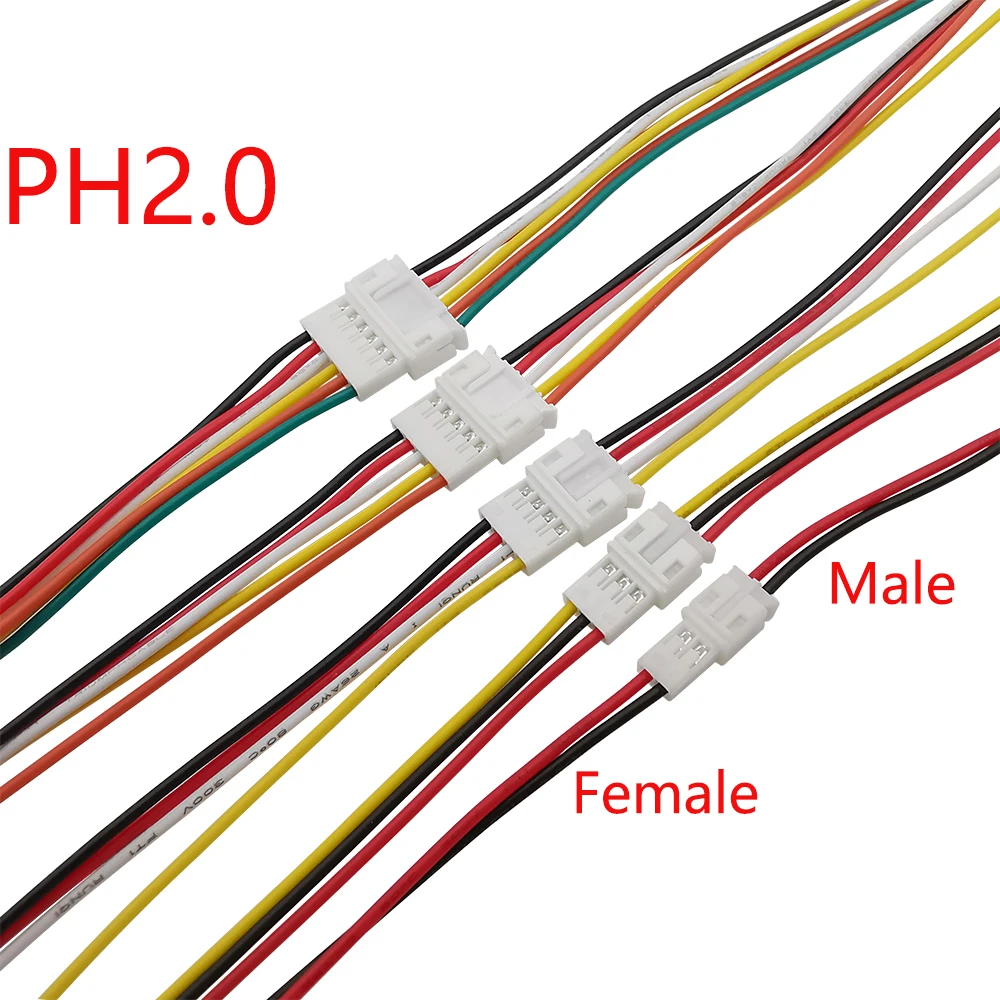 2/5/10 Pair Micro Jst Ph2.0 Ph2 2p 3p 4p 5p 6p Male Female Plug Terminal Connector Cable Ph 2.0 ...