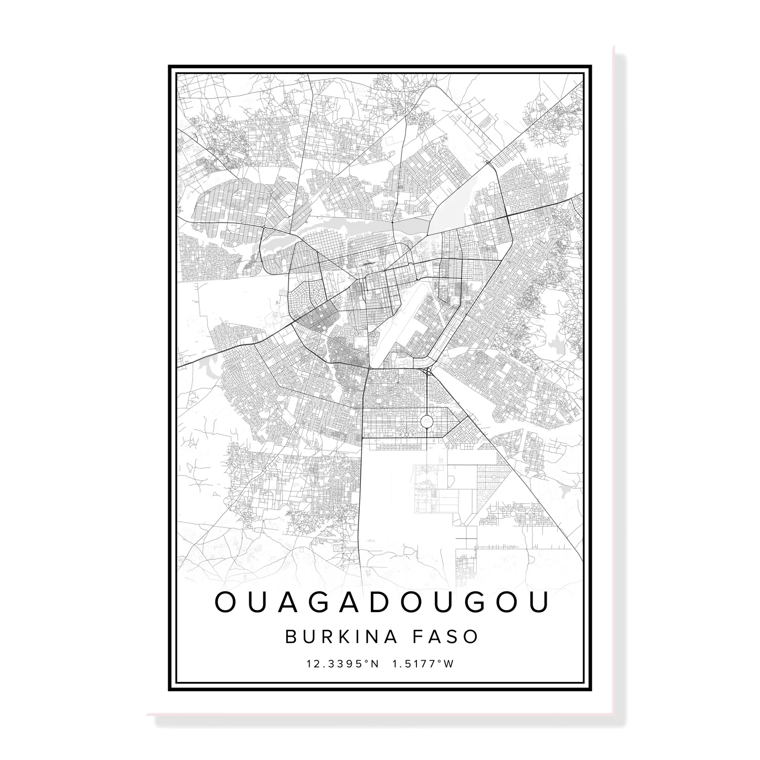 Art & Collectibles Prints map of Ouagadougou Ouagadougou map art Burkina Faso map poster map ...