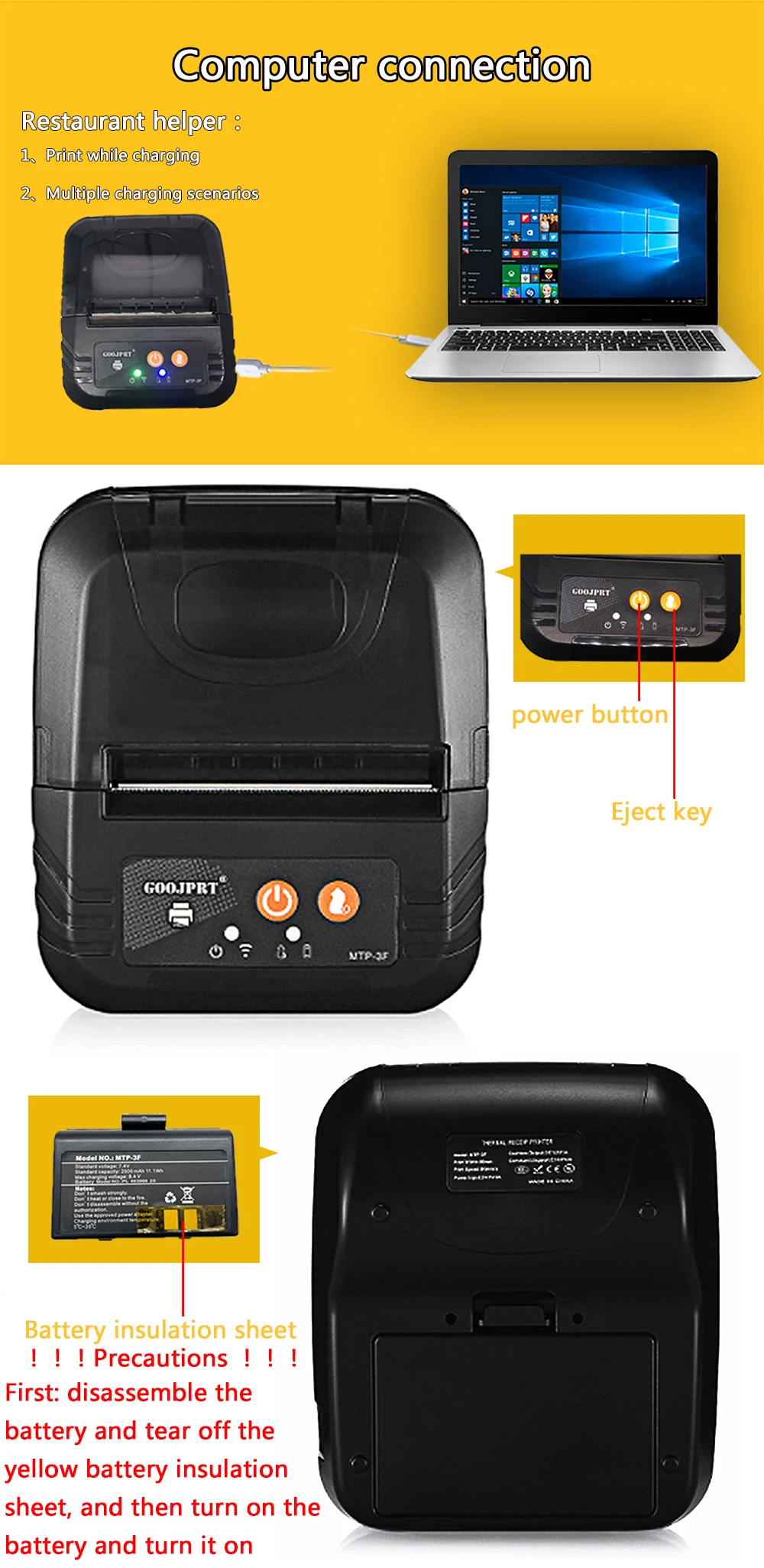 Toutes nos imprimantes,GOOJPRT MTP-3F – imprimante thermique Portable ...