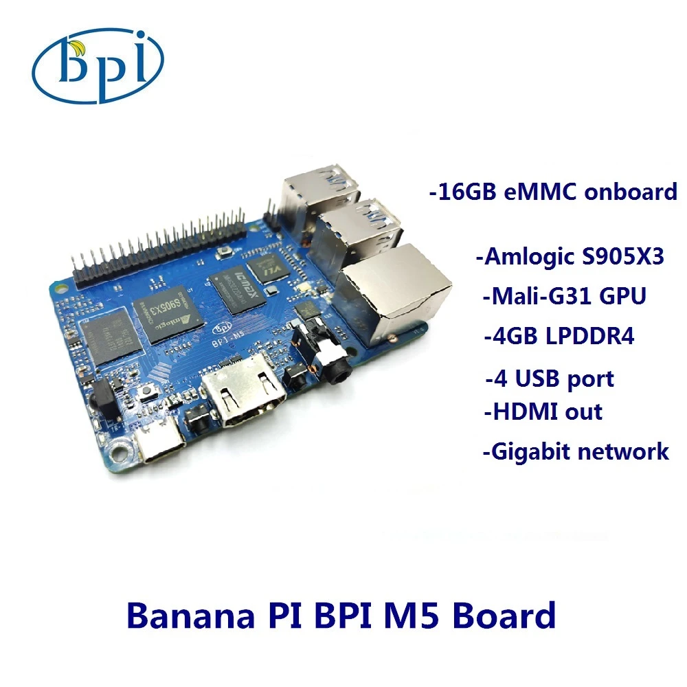 Banana Pi Bpi M5 4gb Lpddr4 New Generation Single Board Computer Amlogic S905x3 Design Open ...