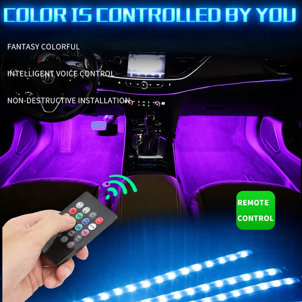 led car foot lamp Ambient light RGB usb app wireless remote music ...
