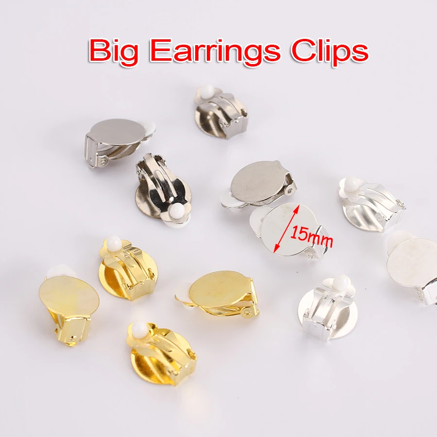 20pc-lot-Big-Metal-Earring-Clips-Cuff-Blank-Base-Pad-For-Without ...