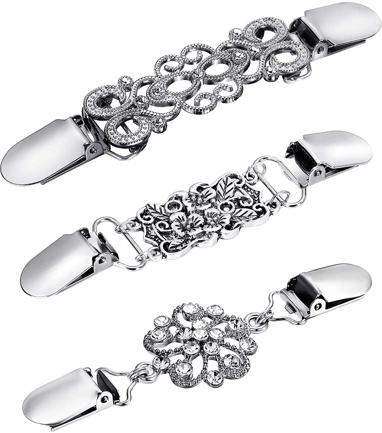 Jetec 3 Pieces Sweater Shawl Clips Dresses Cardigan Collar Brooch Clip ...