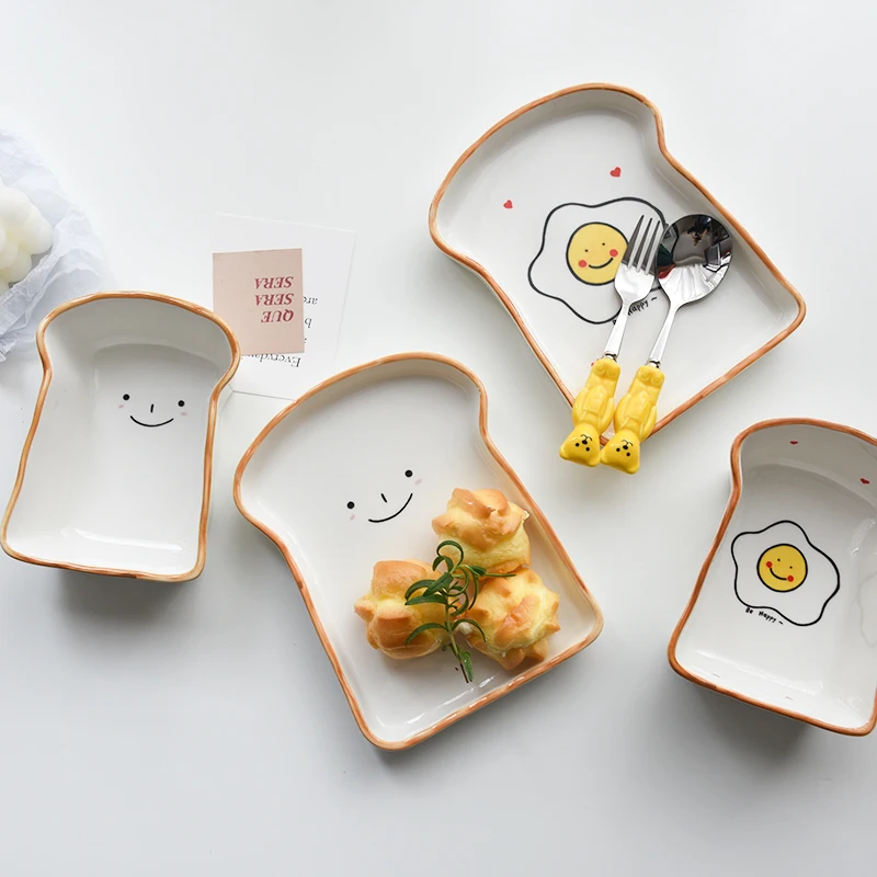 2021-Creative-Toast-Tableware-Healing-Cute-Smile-Plate-Breakfast-Tray ...