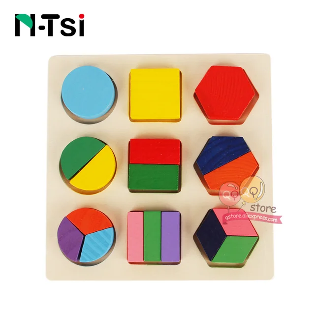 Wooden Geometric Shapes Sorting Math Montessori Puzzle Preschool ...