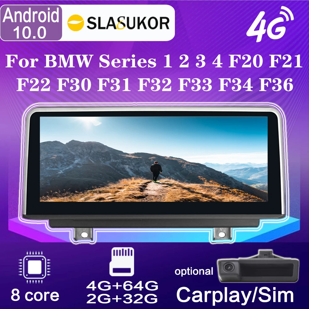 CarPlay Multimedia para coche, con Android 10, pantalla de visualización para BMW Serie 1, 2, 3 ...