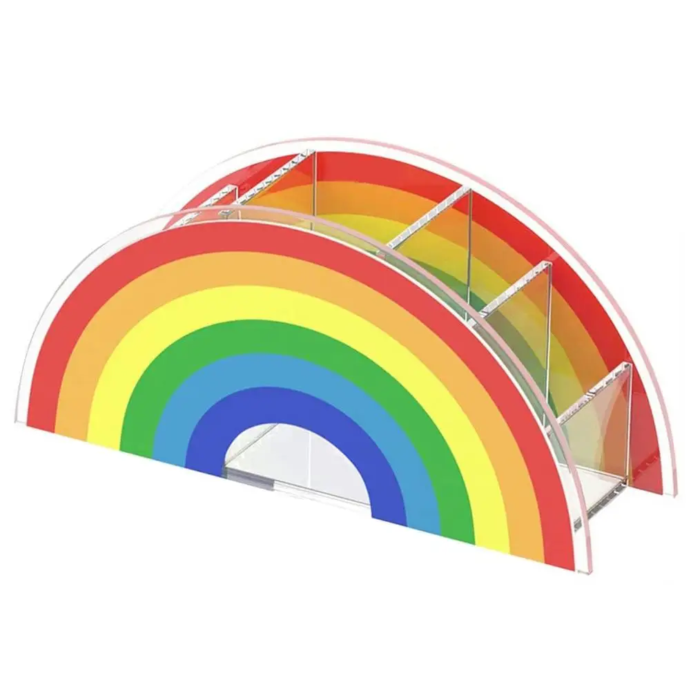 Acrylic Rainbow Pencil Holder Large Capacity Pen Holder Waterproof And ...