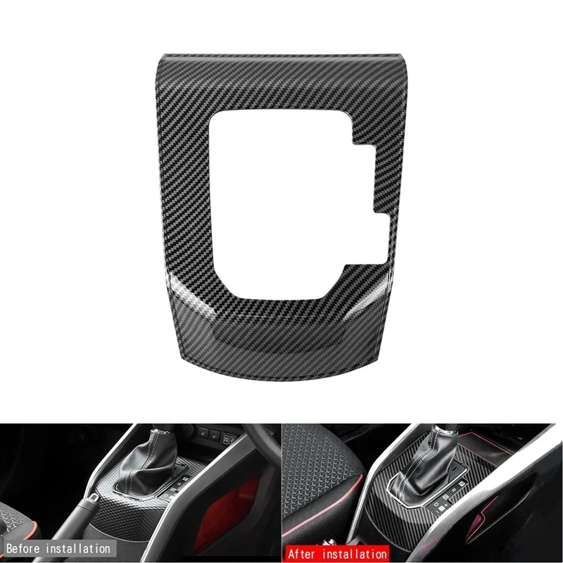 Carbon Fiber ABS Car Central Gear Shift Knob Panel Frame Cover Trim for ...