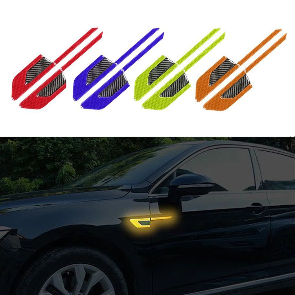 2pcs/set Car Reflective Safety Warning Strip Tape Car Bumper Reflective ...