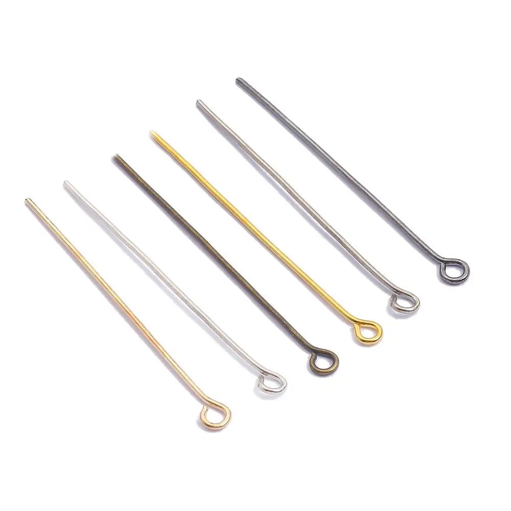 200pcs/lot Head Eye Pins 20 25 30 35 40 45 50mm Headpins Eye Pins For ...