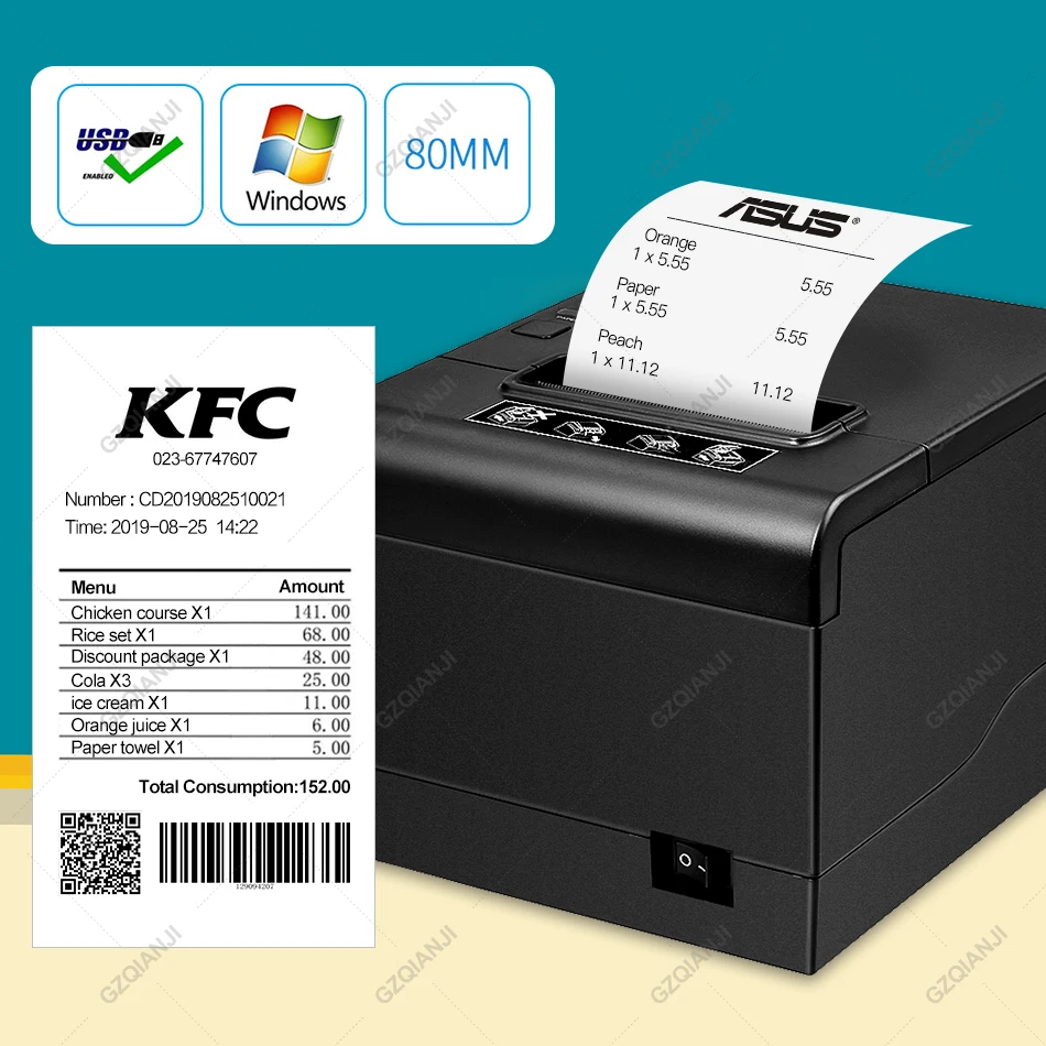 80mm Wifi Bluetooth Thermal Receipt Pos Printer With Auto Cutter For ...