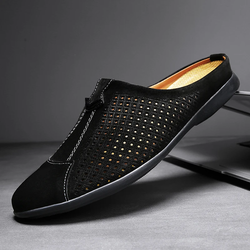 Half-Shoes-For-Men-Summer-Shoes-Suede-Leather-Slides-Mules-Men-s ...
