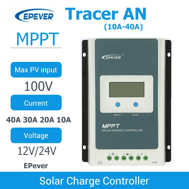 EPever MPPT Solar Laderegler 40A 30A 20A 10A Tracer EINE Serie Zurück light LCD Regler für Blei ...