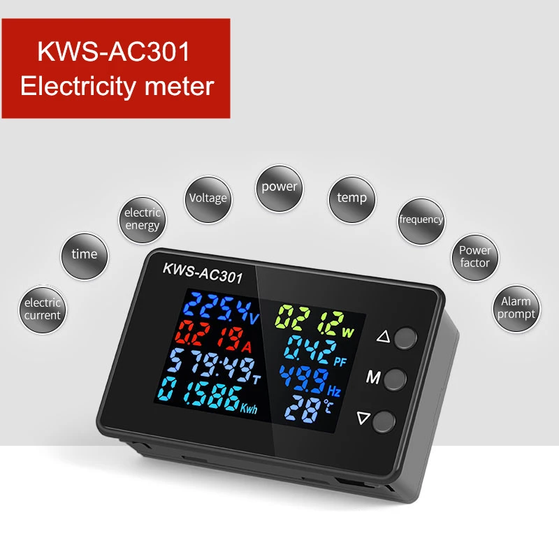 KWS AC301 Wattmeter Power Meter โวลต์มิเตอร์ AC 50 300V 50 60HZ Power ...