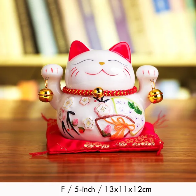5 inch Maneki Neko Lucky Cat Ornament Ceramic Fortune Cat Statue Home ...