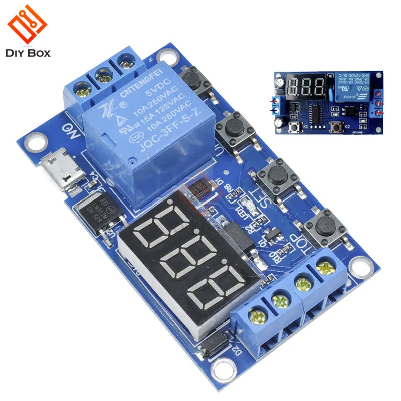 DC 5V 12V 24V LED Digital Time Delay Relay Micro USB Automation Cycle ...