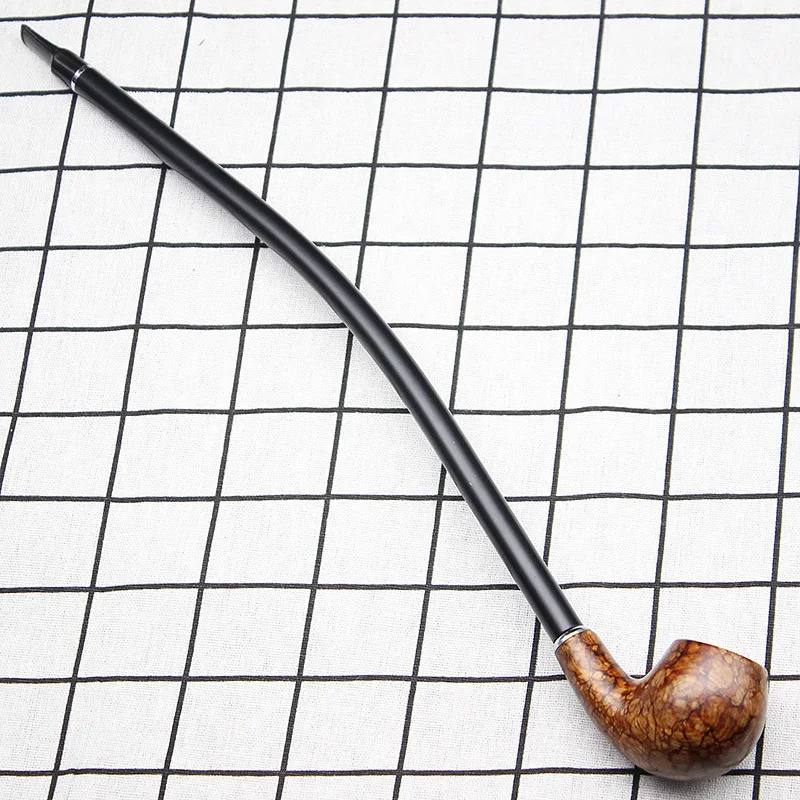 Portable-Handheld-Wooden-Creative-Long-Bent-Pipe-Tobacco-Cigarette-Pipe ...