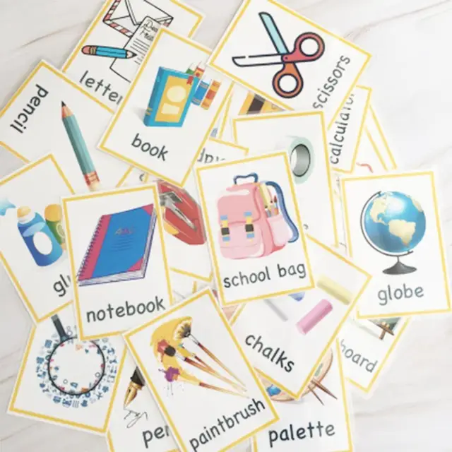 26 Stationery Cards English Flash Card Handwritten Montessori Early ...