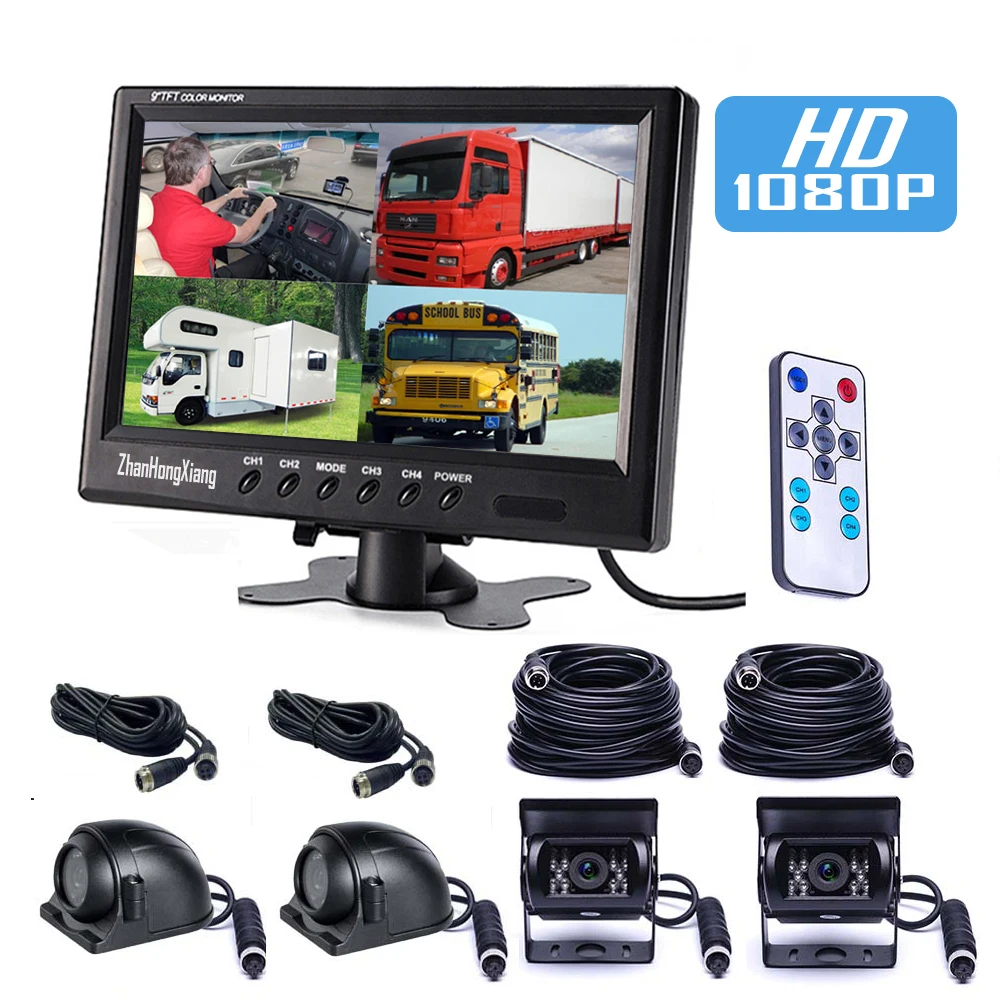 4x-HD-1080P-4Pin-IR-Car-Front-Side-Rear-View-Reverse-Camera-Kit-9-IPS ...