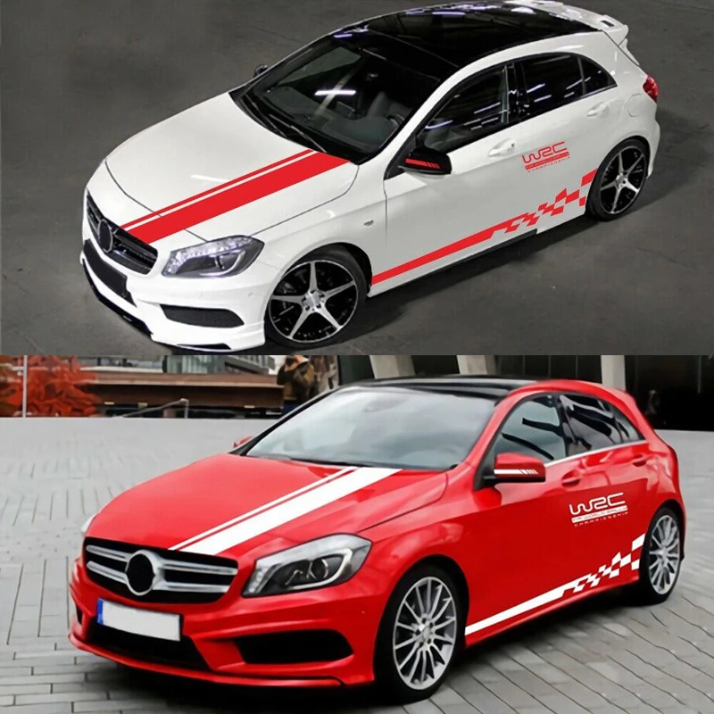 6Pcs WRC Rally Racing Stripe Sports Sticker DIY Adhesive Vinyl Film For ...