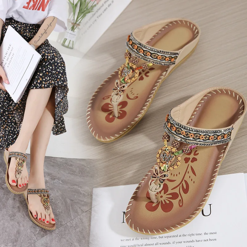 Women-s-Sandals-Retro-Fashion-Flower-Print-Sewing-Shoes-Rhinestone ...