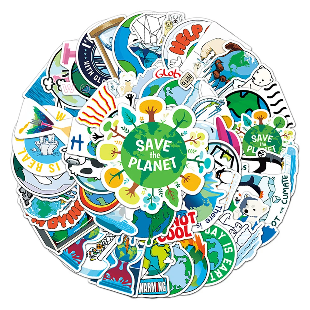 50pcs-Global-Warming-Stickers-For-Notebooks-Scrapbook-Stationery ...