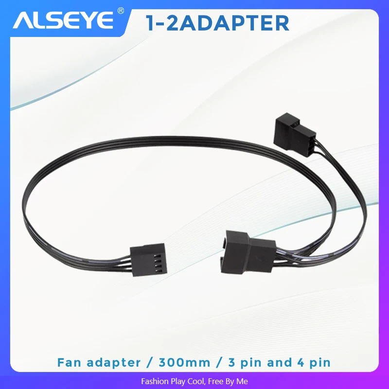ALSEYE PC Fan Adapter (2 piece/lot) 3pin/4pin PWM 300mm Fan Extension ...