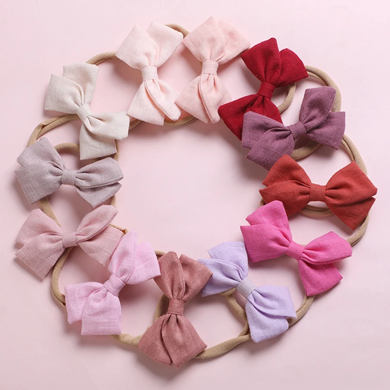 Baby Girls Cotton Linen Headband Toddler Nylon Hairband Elastic Head ...