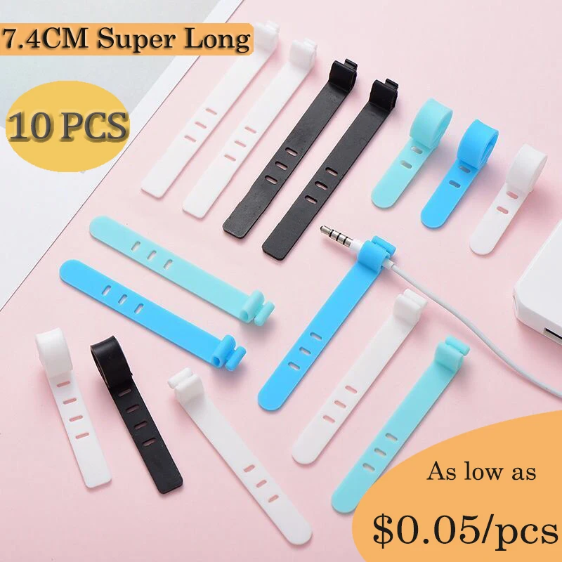 10PC Silicone Cable Strap Clips Wire Organizer Data Cable Reusable ...