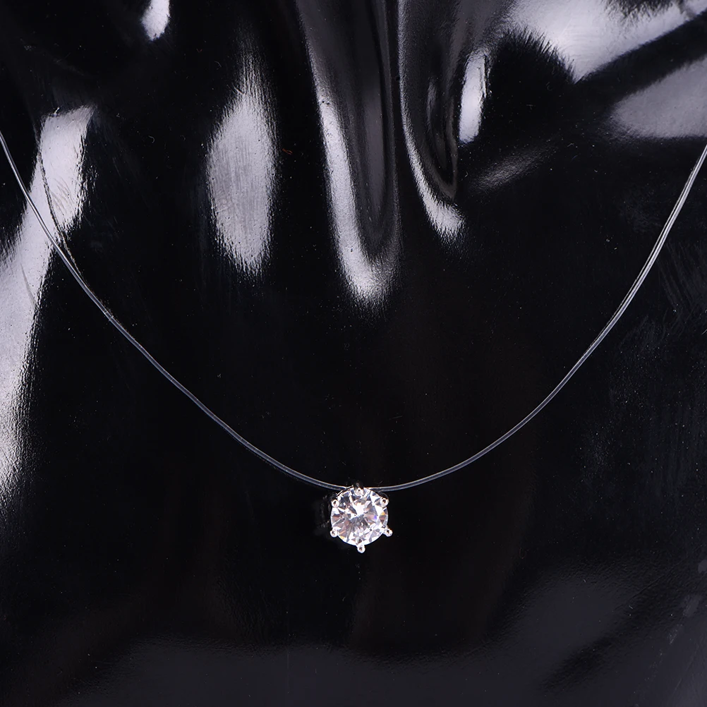 Fina transparente Invisible línea Super brillante gargantilla de ...