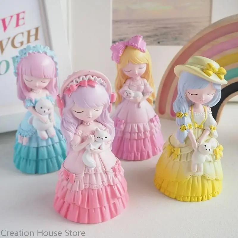 Cute Princess Girl Resin Statues Sculptures Kawaii Room Decor Birthday ...