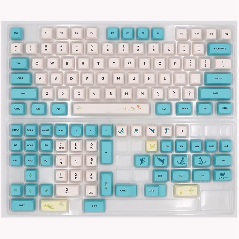 Chunyang Cyan White Ethermal Dye Sublimation Fonts PBT Keycap for Wired ...