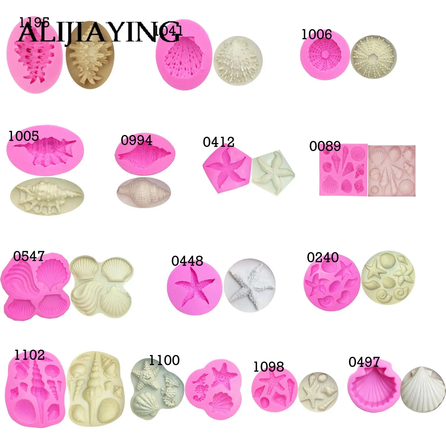 M0994 Marine Series Conch Starfish Shells Shellfish Silicone Mold Cake ...