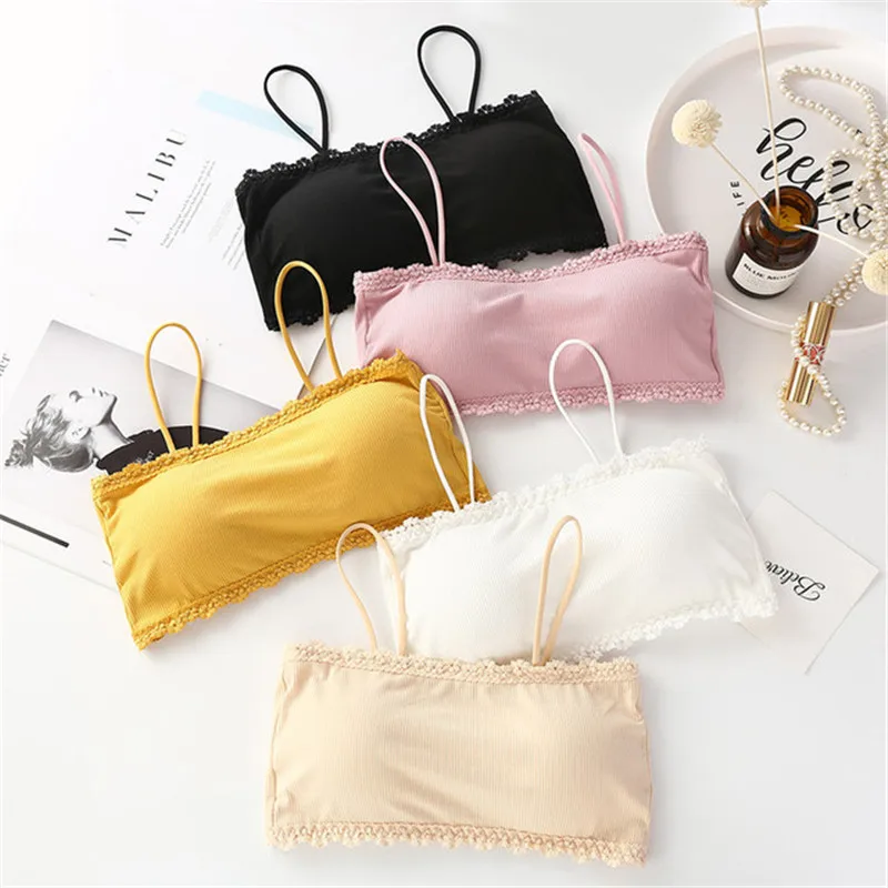 Sujetador de encaje sin tirantes para niña, ropa interior deportiva ...