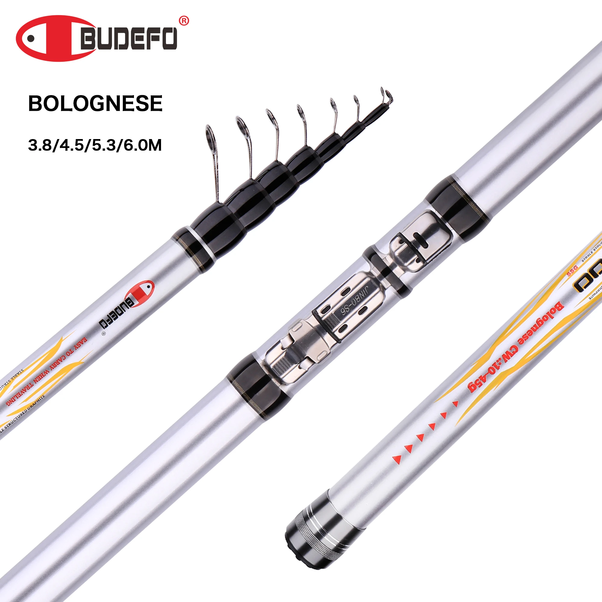 Budefo Telescopic Bolo Fishing Rod 3.8m/4.5m/5.3m/6m/ High Carbon Trout ...