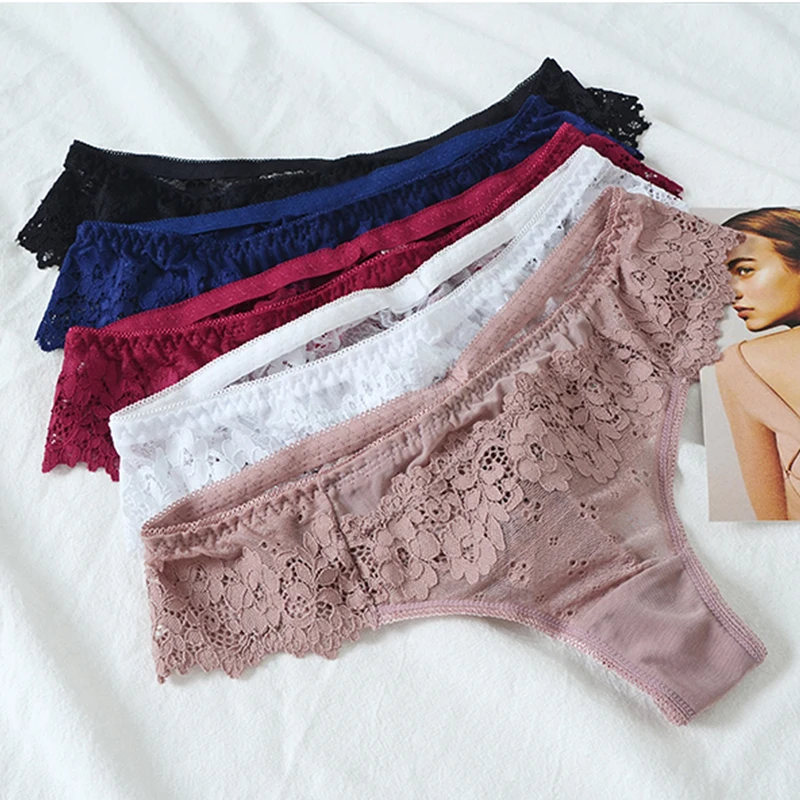 Tangas sexys para mujer, bragas de encaje Floral, ropa interior ligera sin huellas, forma de ...