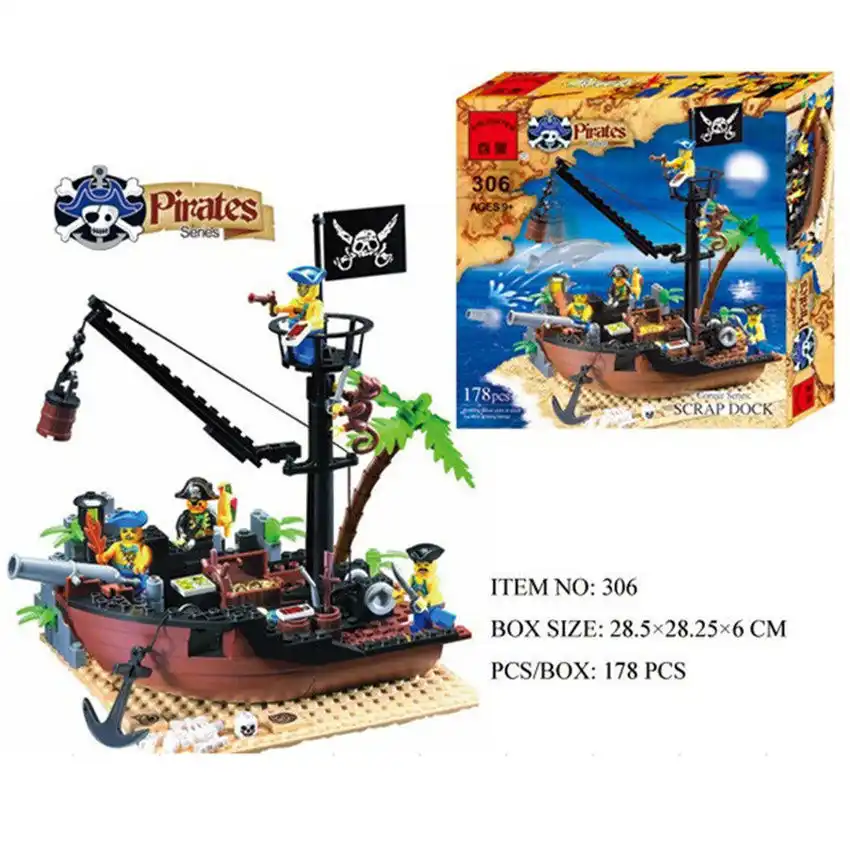 Enlighten Bricks Pirates Boat Big Size Blocks DIY City Ship compatible ...