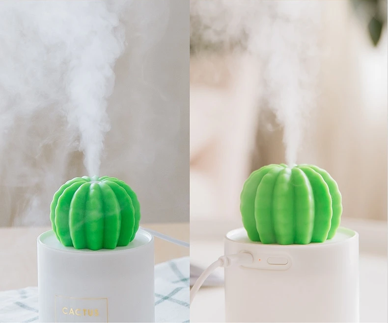 280ml Air Humidifier Soft Light Cactus Ultrasonic Aroma Purifier ...