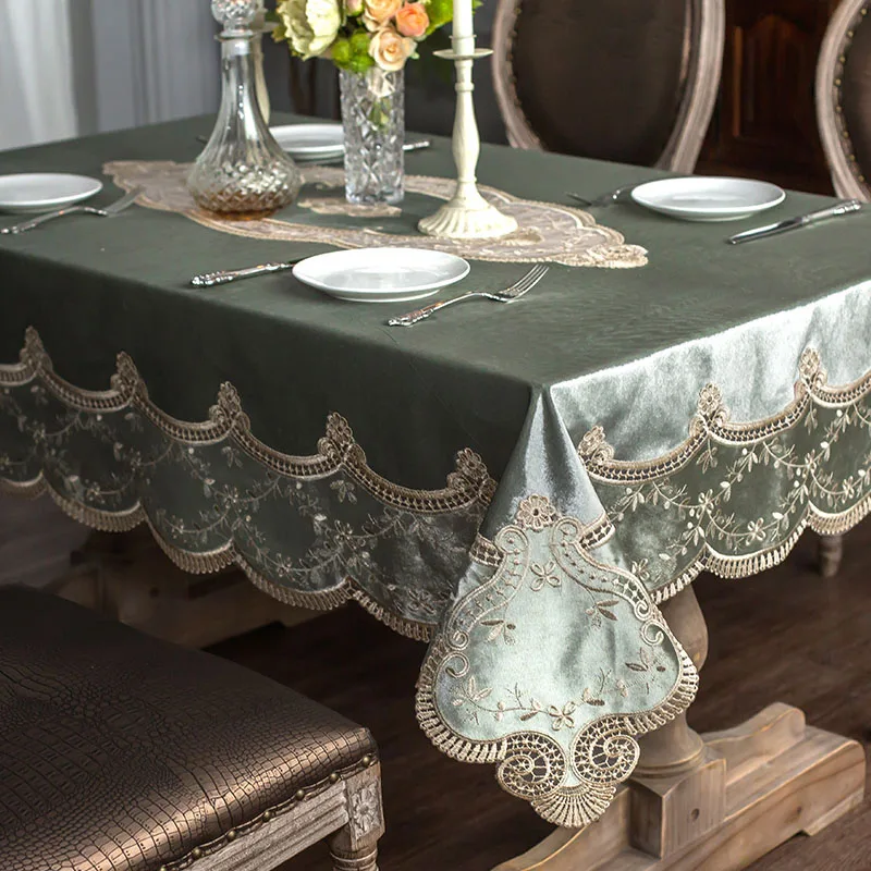 European-Soft-Velvet-Lace-Embroidery-Tablecloth-Rectangular-Dining ...