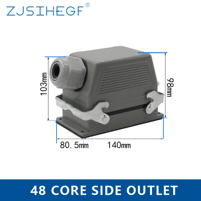Rectangular Heavy-Duty Connector 48 Pin Industrial Waterproof HDC-HE-48 Core Aviation Plug 16A ...