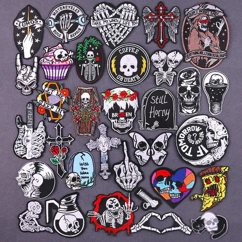 Punk Horror Style Patch Iron On Patches On Clothes Skull Letter ...