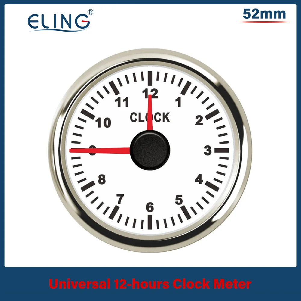 ELING-52mm-2-Clock-Meter-Gauge-12-hour-Format-with-Red-Backlight-12V ...