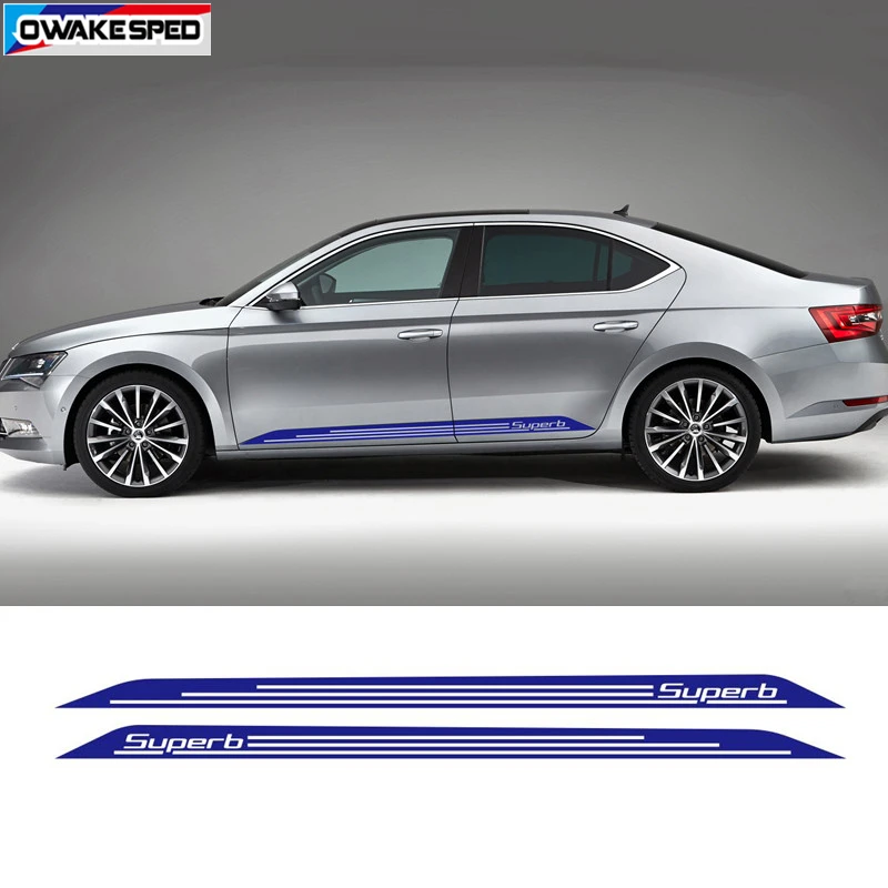 2pcs-Car-Door-Side-Skirt-Stickers-For-Skoda-Superb-Scout-Racing-Sport ...